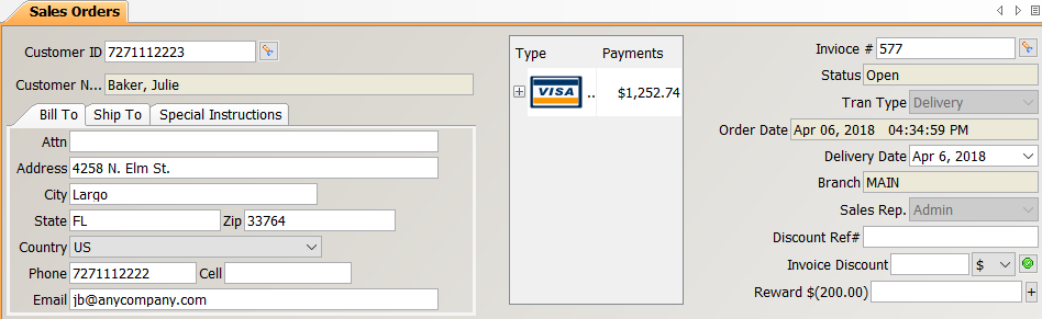Web Based POS Software: Entering a Delivery Order